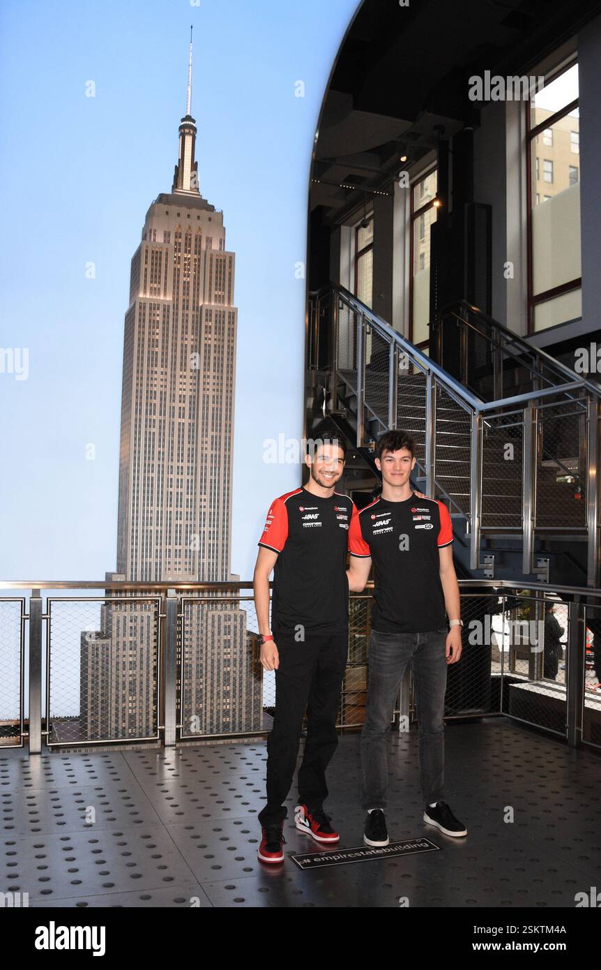 NEW YORK, NY - FEBRUARY 11: Esteban Ocon and Ollie Bearman pictured as MoneyGram Haas F1 drivers ...