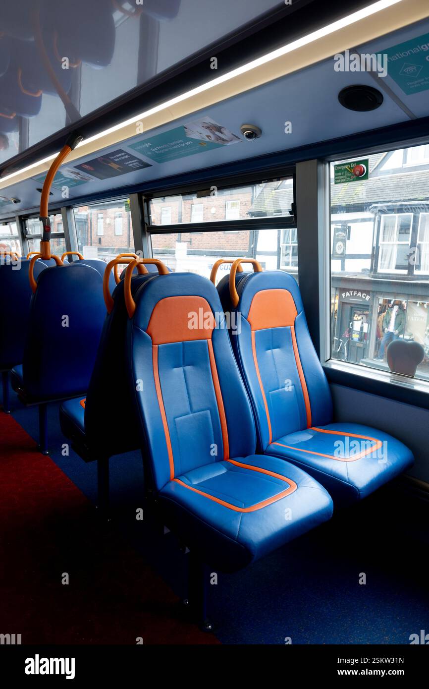 Seating upstairs in a Stagecoach double-decker bus, UK Stock Photo - Alamy
