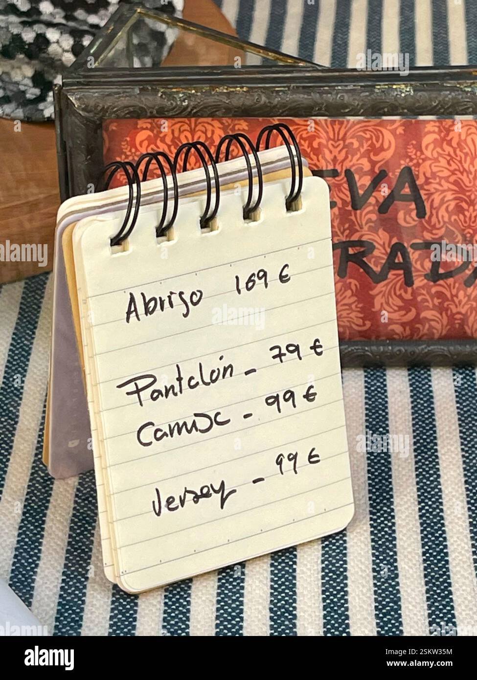 Prices in a shop window. Madrid, Spain Stock Photo - Alamy