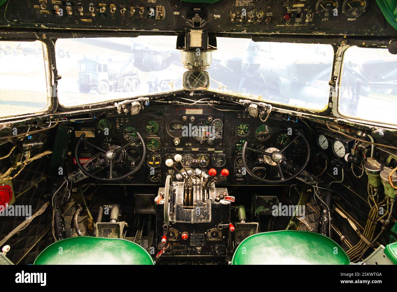 WW2 RAF and US Douglas Dakota, c47 cockpit at the RAF Metheringham ...