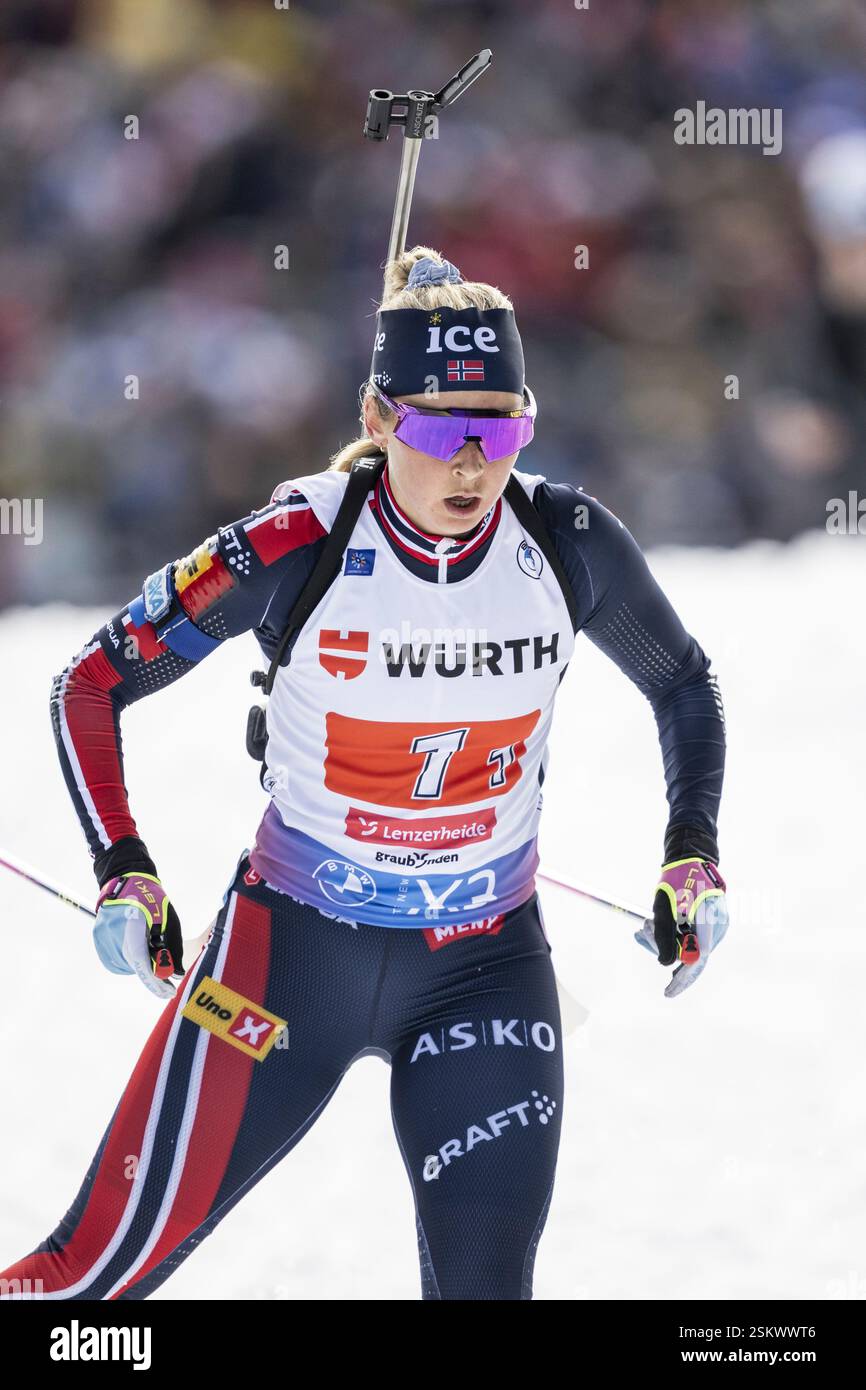 Ingrid Landmark Tandrevold of Norway competes during the mixed relay ...