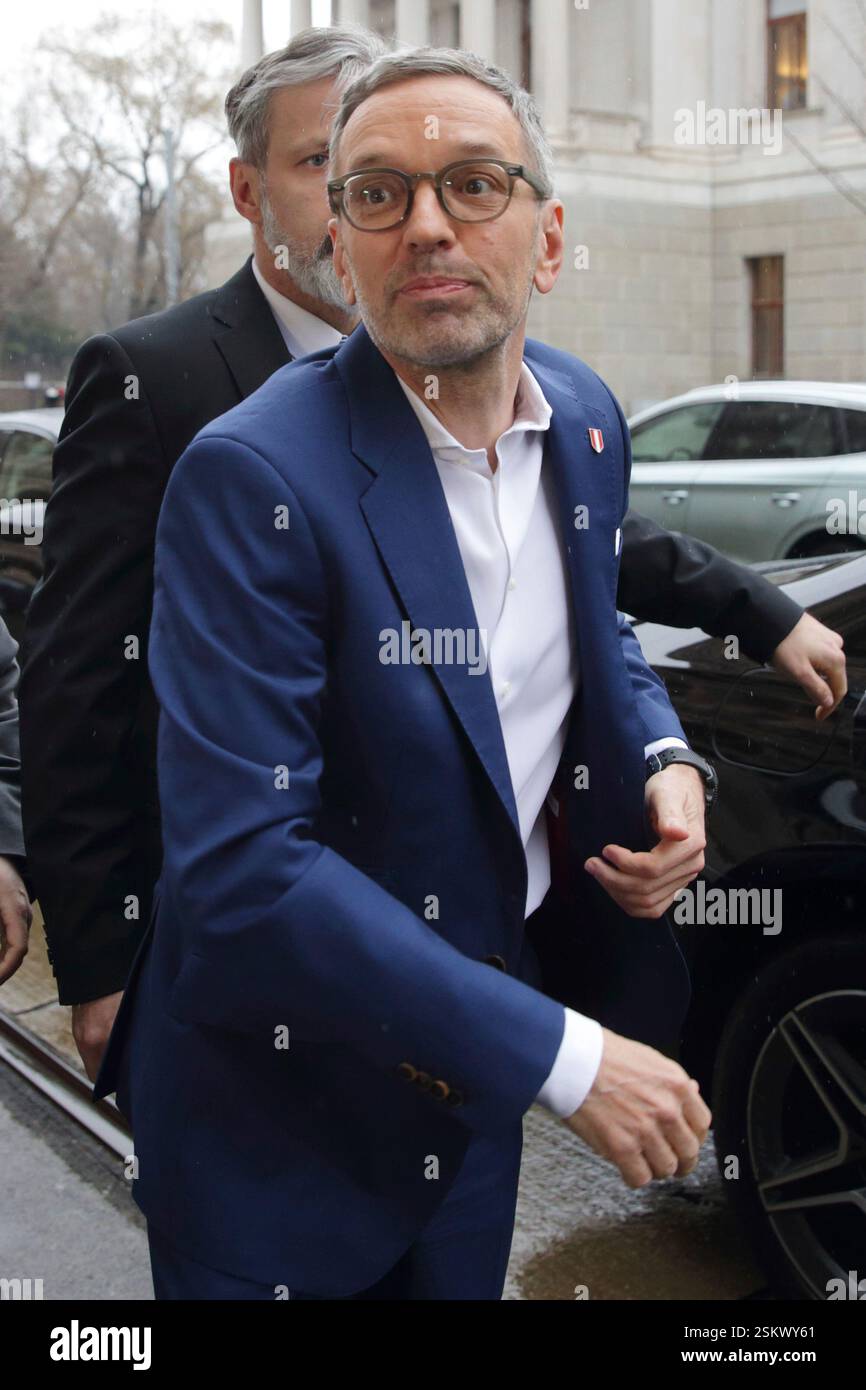 The leader of Austria's Freedom Party, Herbert Kickl, arrives at his ...