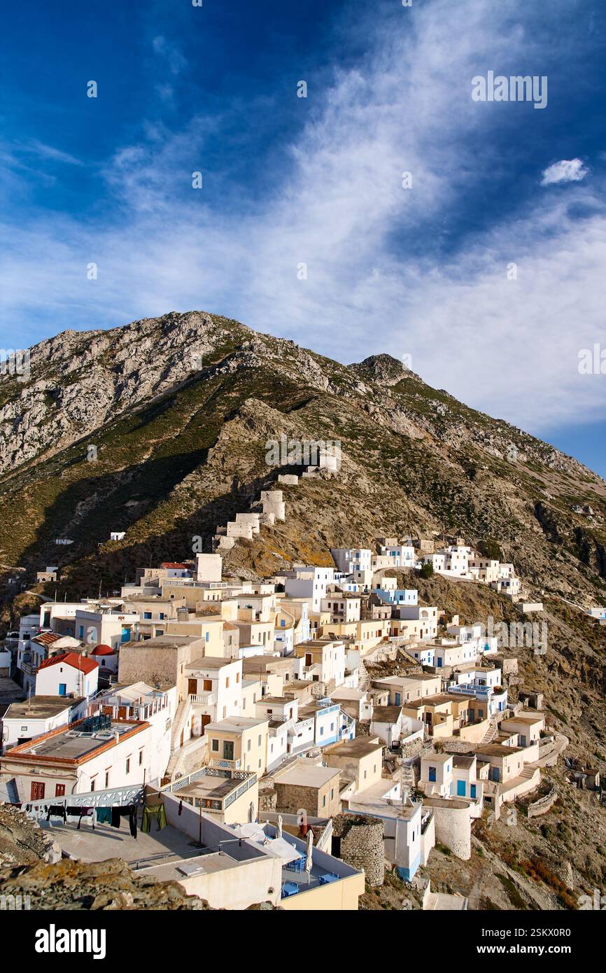 Panoramic view of Olimpos (Olympos) village in Karpathos island in the ...