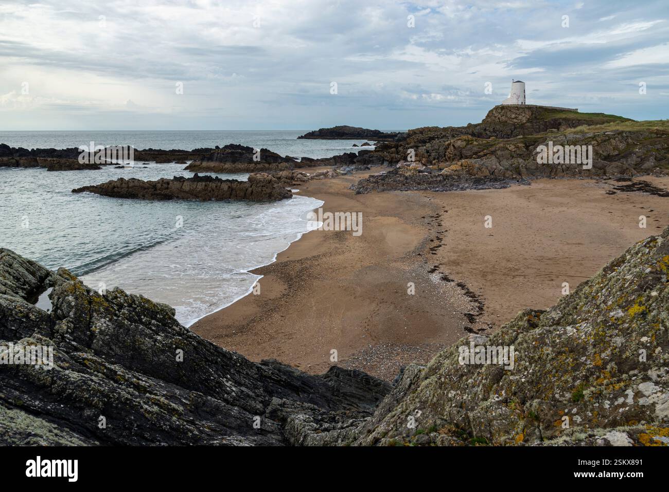 Twr Mawr lighthouse at the tip of Llanddwyn Island on Anglesey, North ...