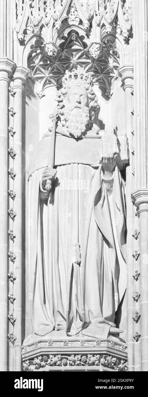 Statue, of King Ethelbert, on the stone rood screen at Canterbury ...