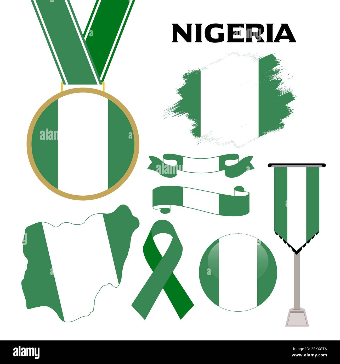 Elements Collection With The Flag of Nigeria Design Template. Nigeria ...
