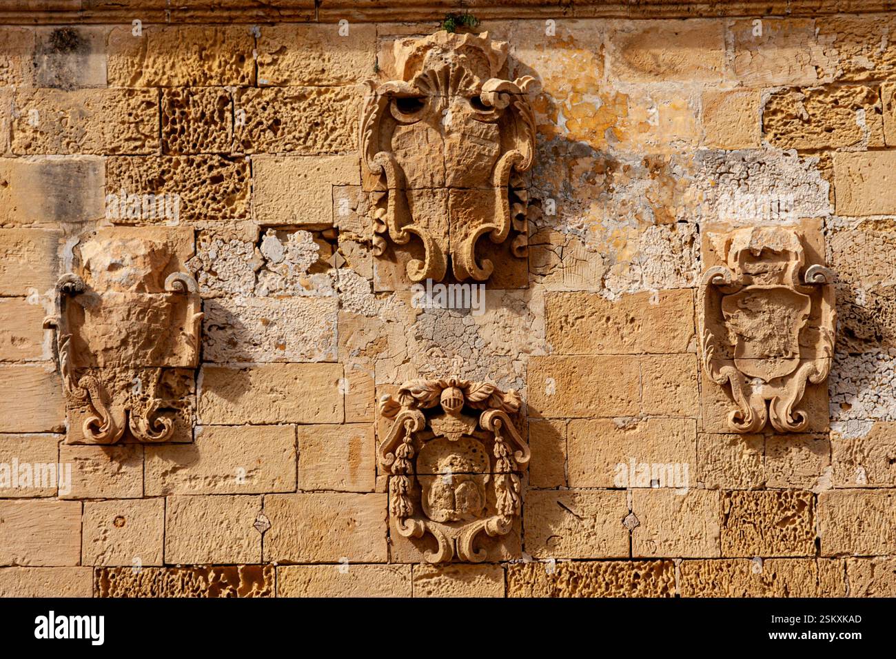 Coats of arms of the Knights of St John in the citadel of Victoria ...