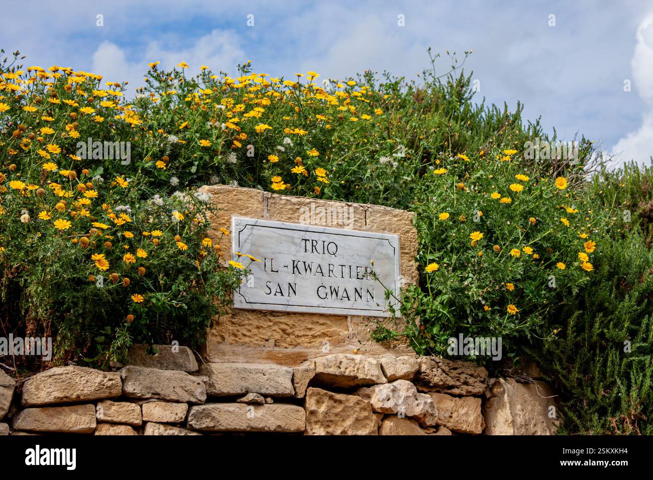 Sign for Triq il-Kwartier San Gwann in the citadel of Victoria, island ...