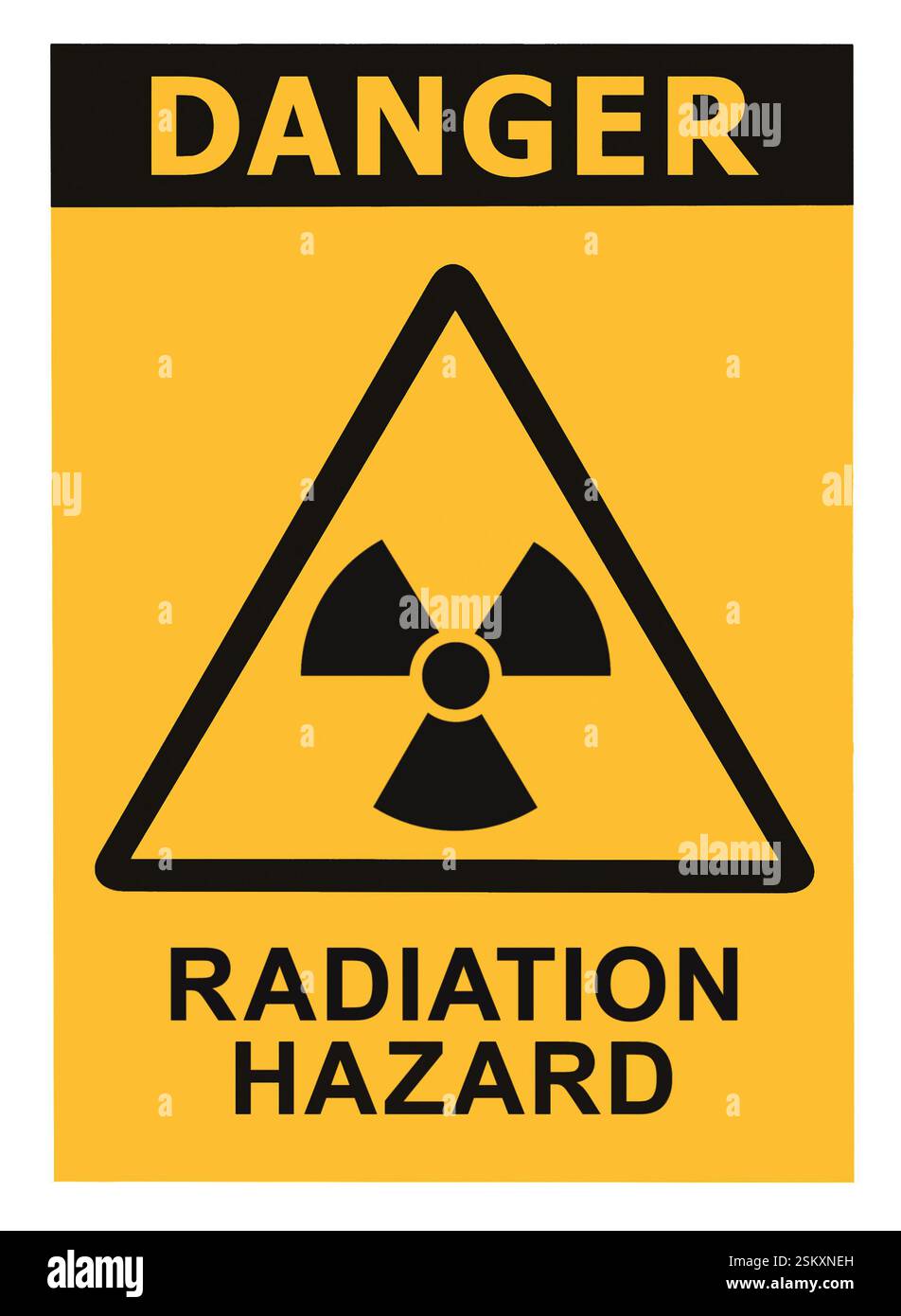 Yellow radiation health hazard danger warning sign, large detailed ...