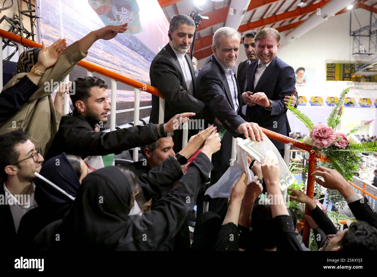 Bushehr, Iran. 12th Feb, 2025. Iranian President MASOUD PEZESHKIAN ...