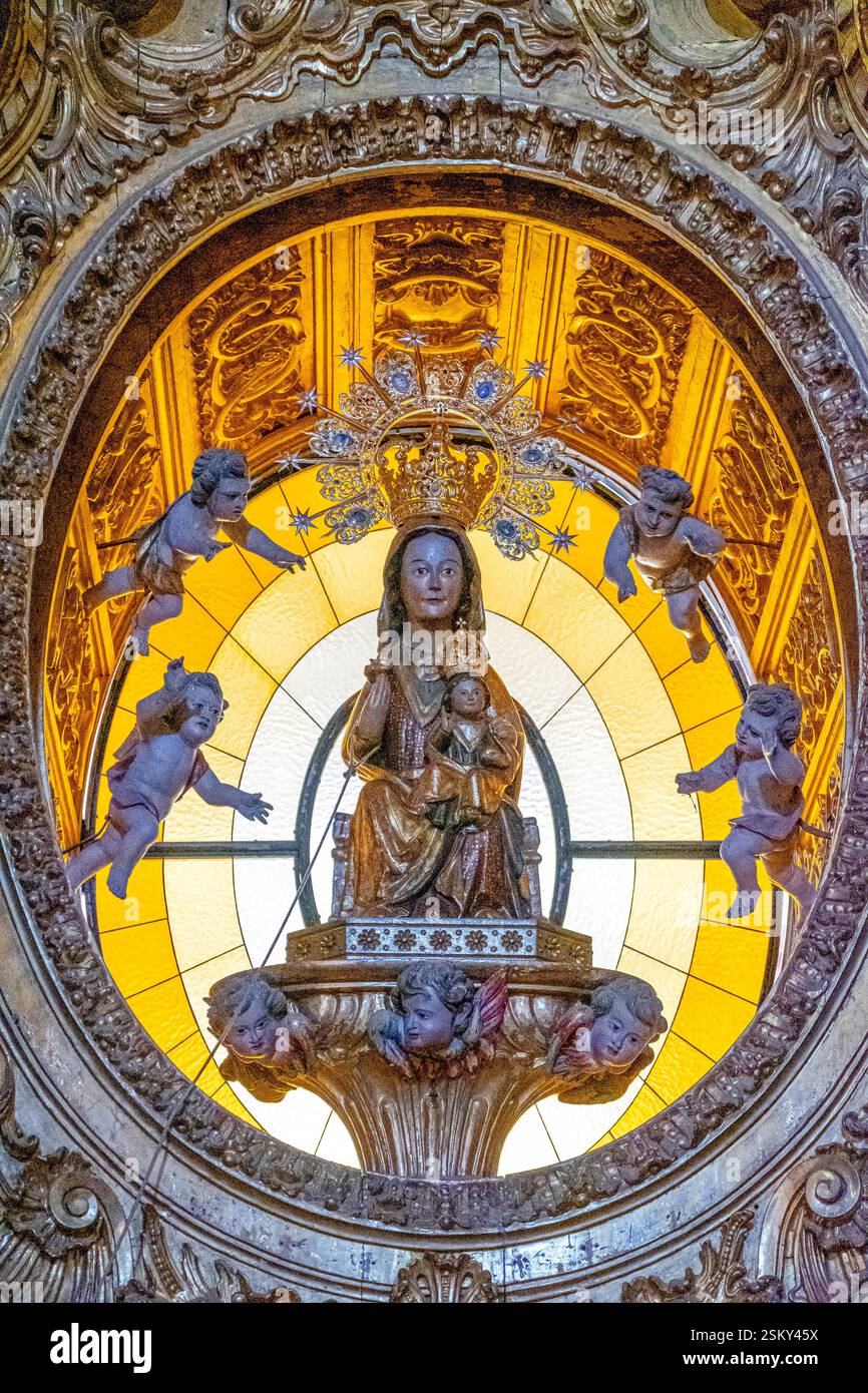 Romanesque carving of the Virgin of Lomos de Orios, 14th century ...