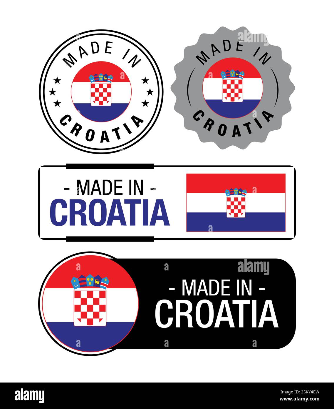 Set of Made in Croatia labels, logo, Croatia flag, Croatia Product ...