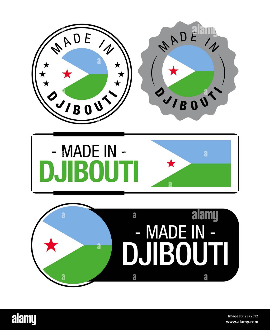 Djibouti flag illustration Stock Vector Images - Alamy