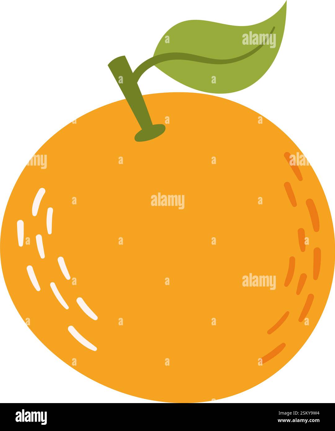 Fruit orange in cartoon hand drawn simple style. Editable variable ...