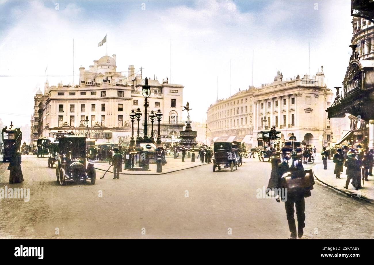 Piccadilly Circus, London 1910, Sepia Photograph,Provident Life office ...