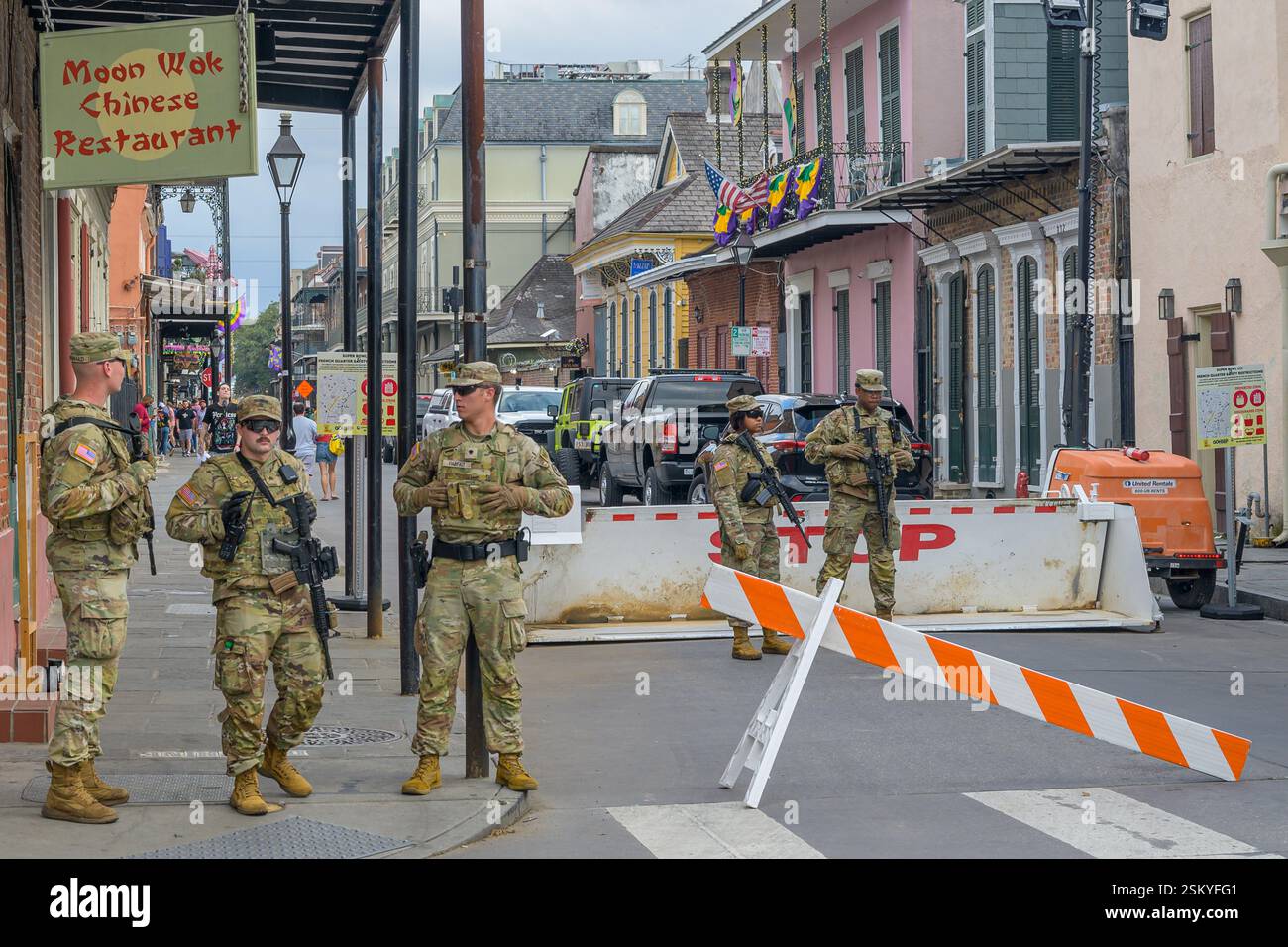 New Orleans, LA, USA - February 9, 2025: Armed National Guardsmen at ...