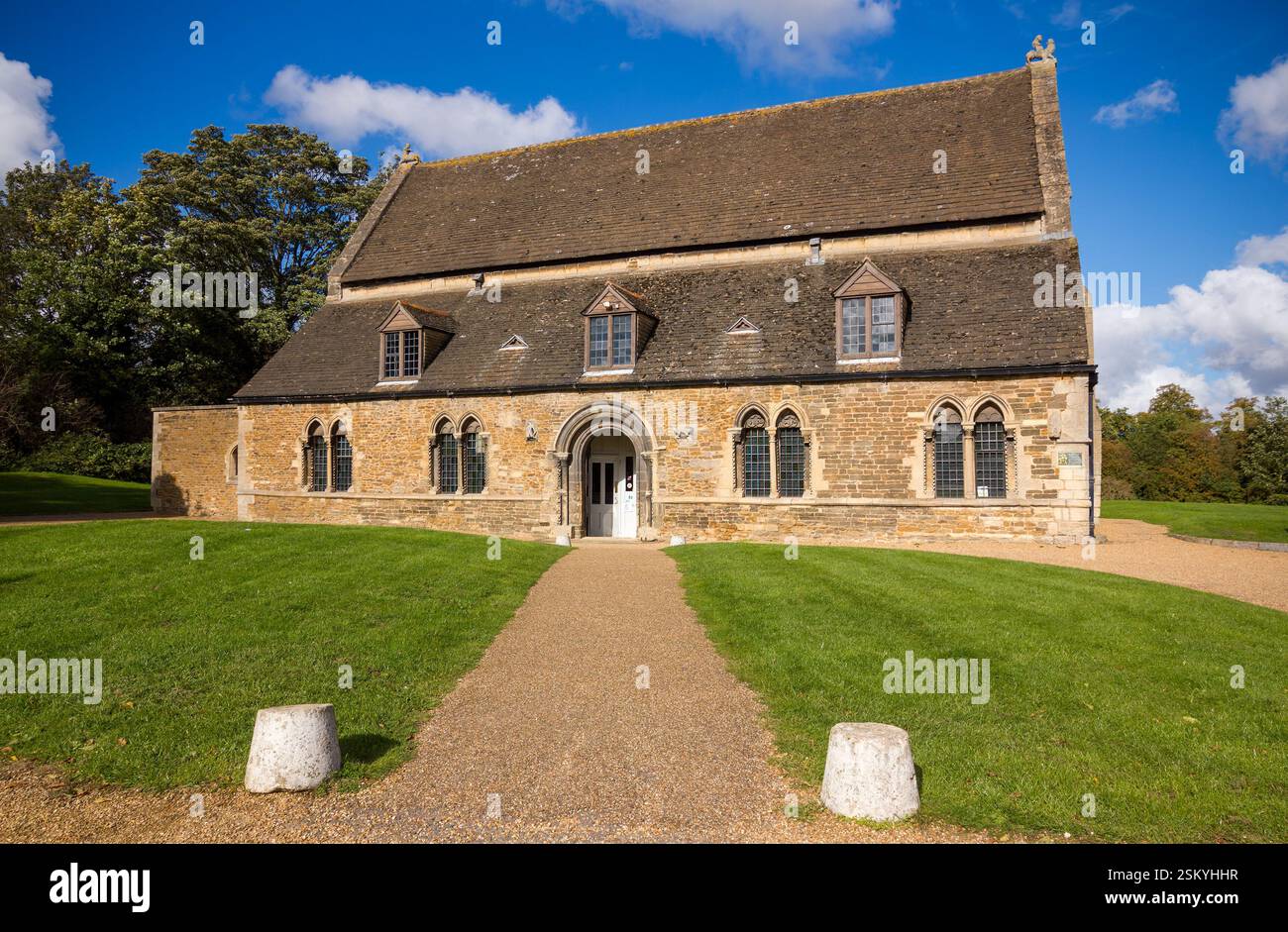 The entrance to the Great Hall of Oakham Castle on a sunny October day ...