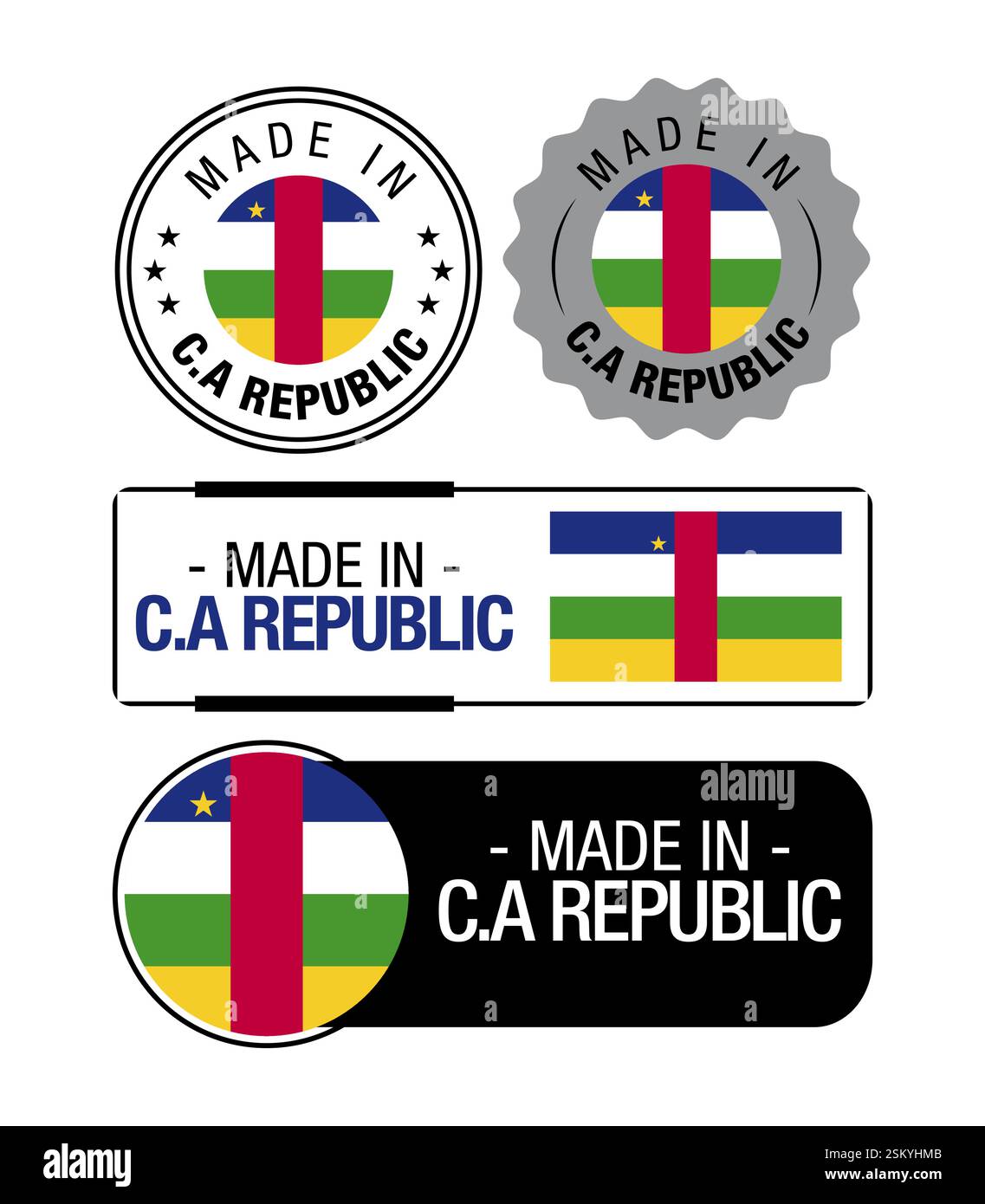 Set of Made in Central African Republic labels, logo, Central African ... Set of Made in Central African Republic labels, logo, Central African ...
