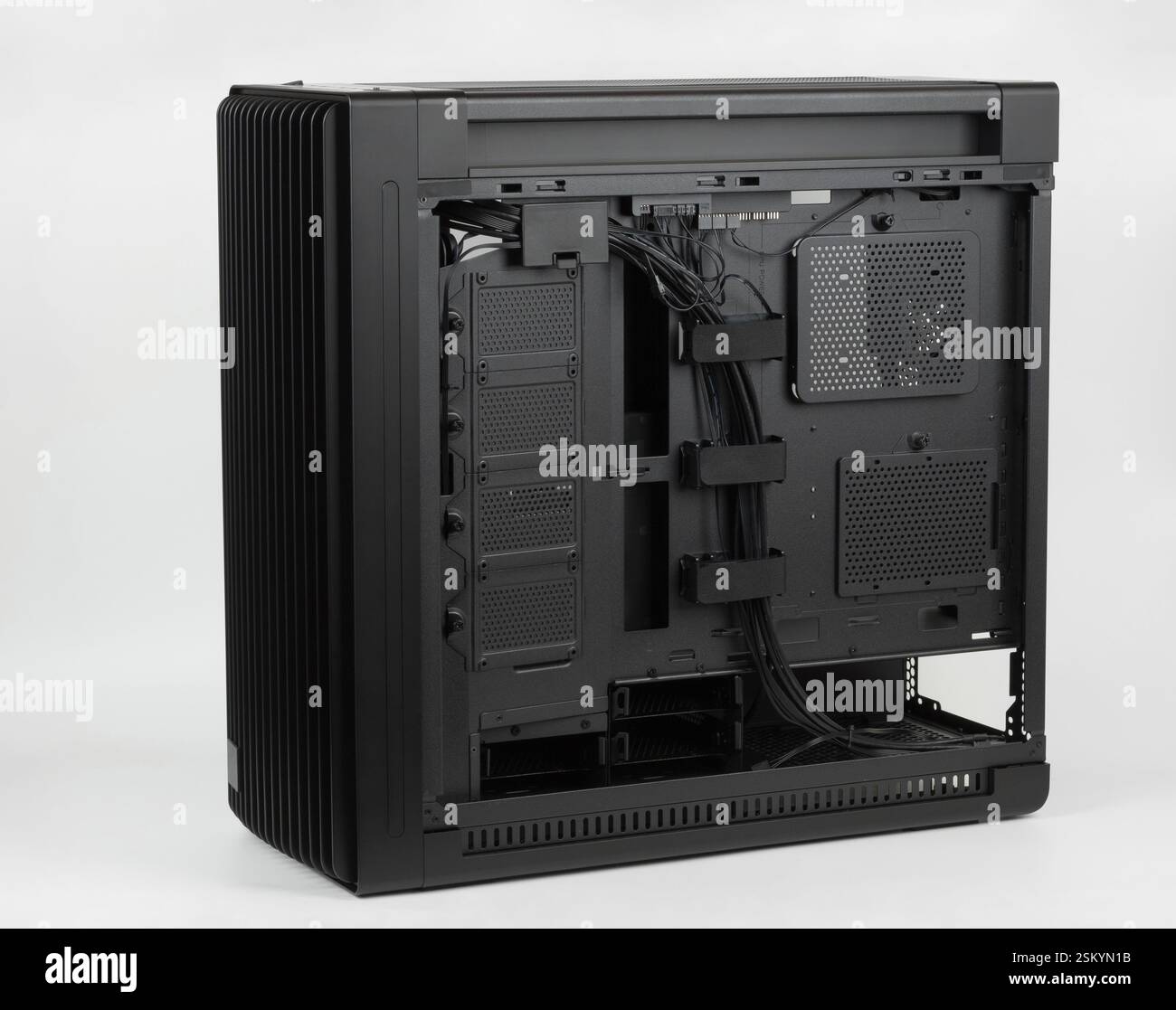 Side view of PC case, chassis without right metal panel. Chassis ...