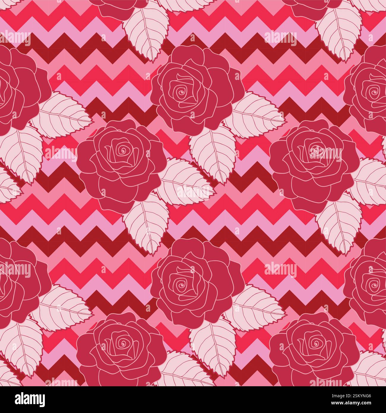 ROSE FLORAL WITH LEAF SEAMLESS PATTERN ALL OVER PRINT VECTOR ...