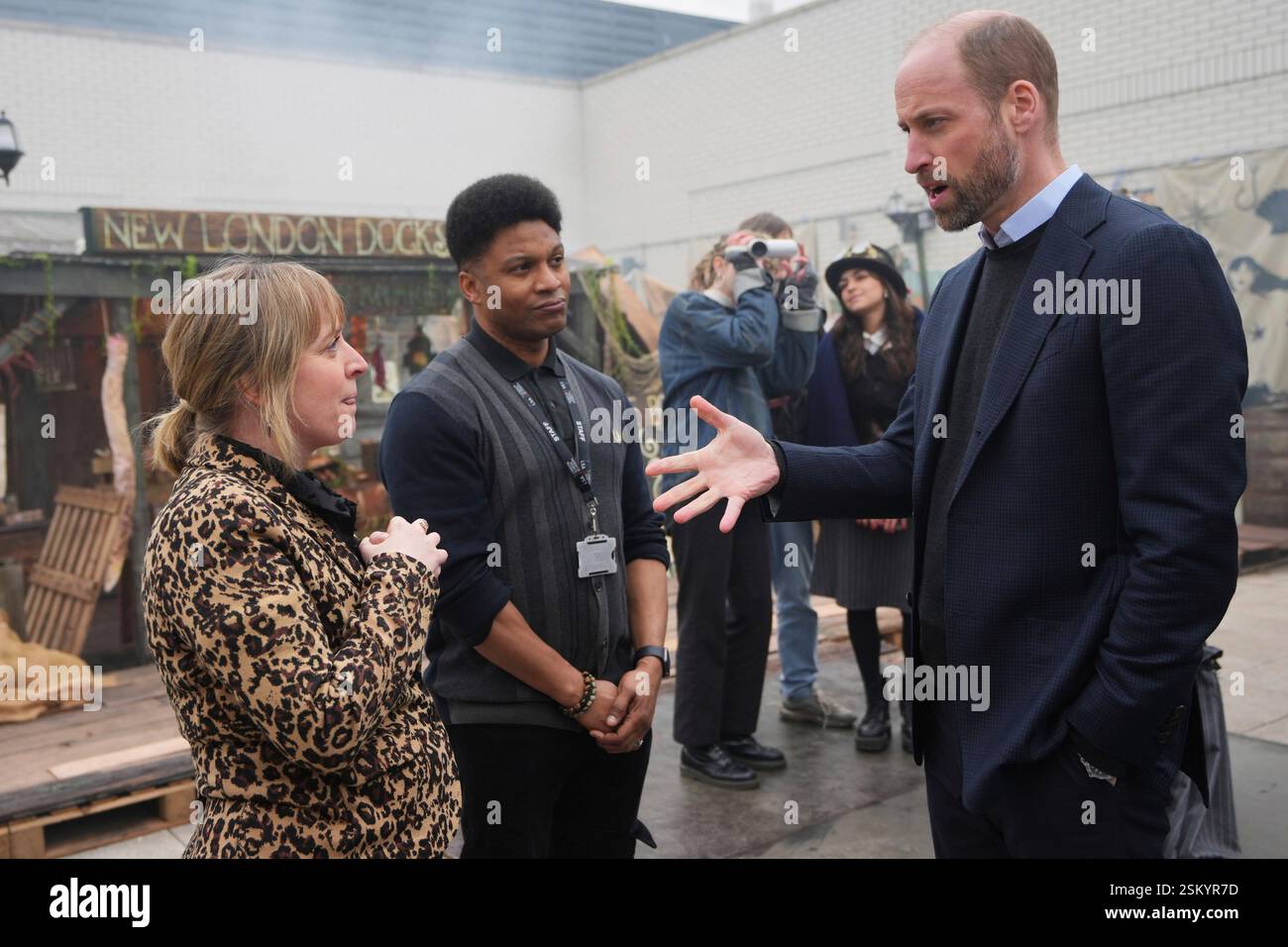 Prince William, President of BAFTA, speaks to staff and students as he ...