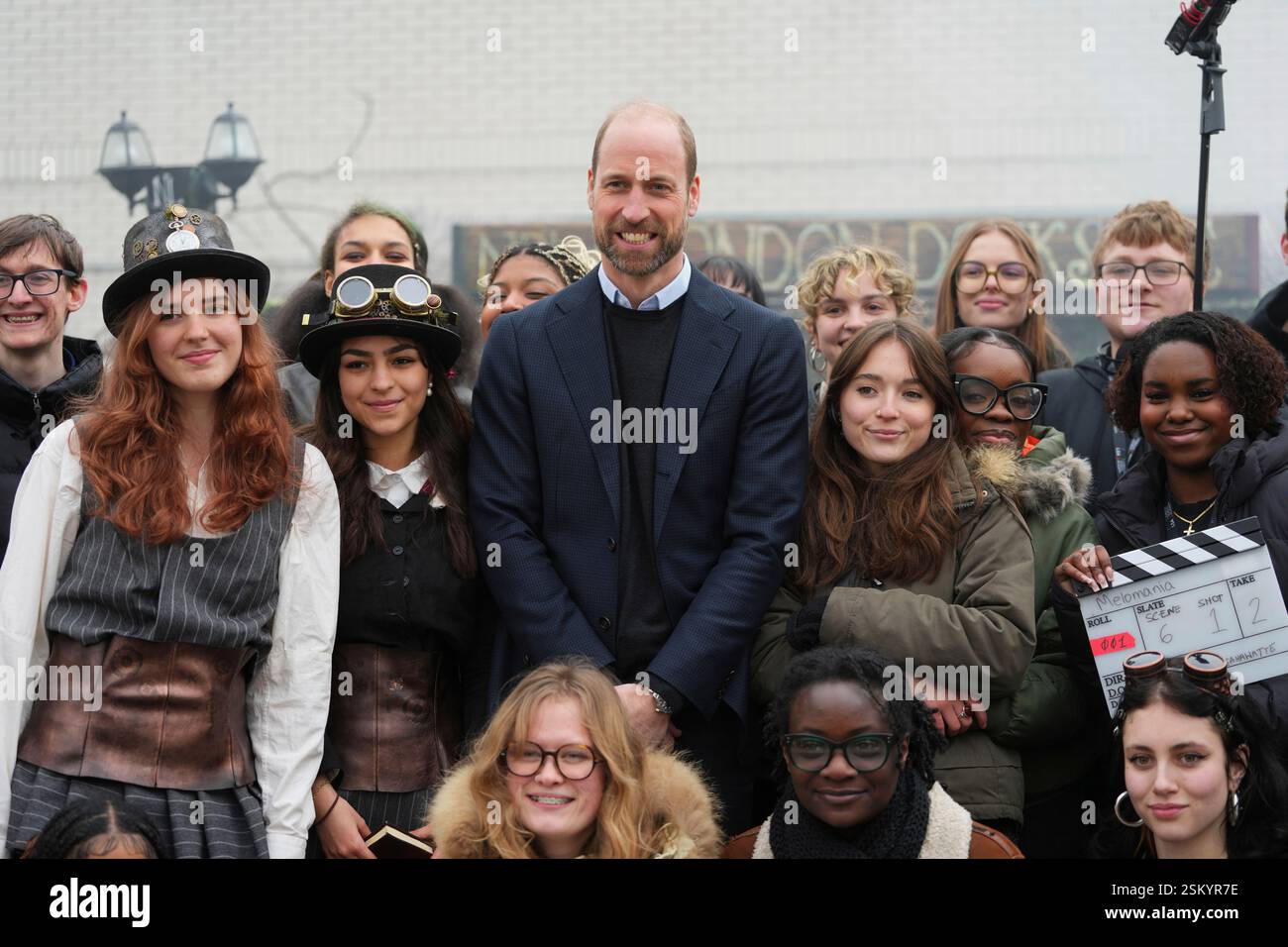 Prince William, President of BAFTA, poses with students as he visits ...