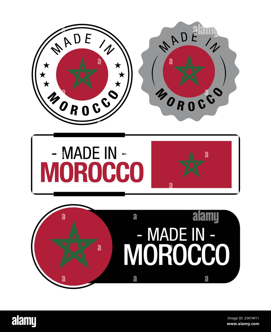 Set of Made in Morocco labels, logo, Morocco flag, Morocco Product ...