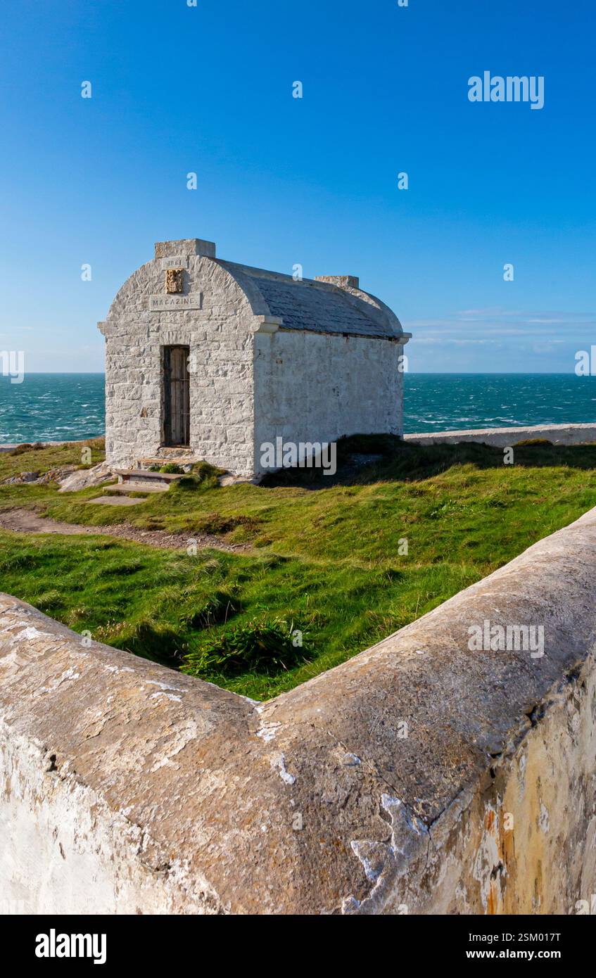 Buildings at the redundant fog warning station at North Stack on the ...
