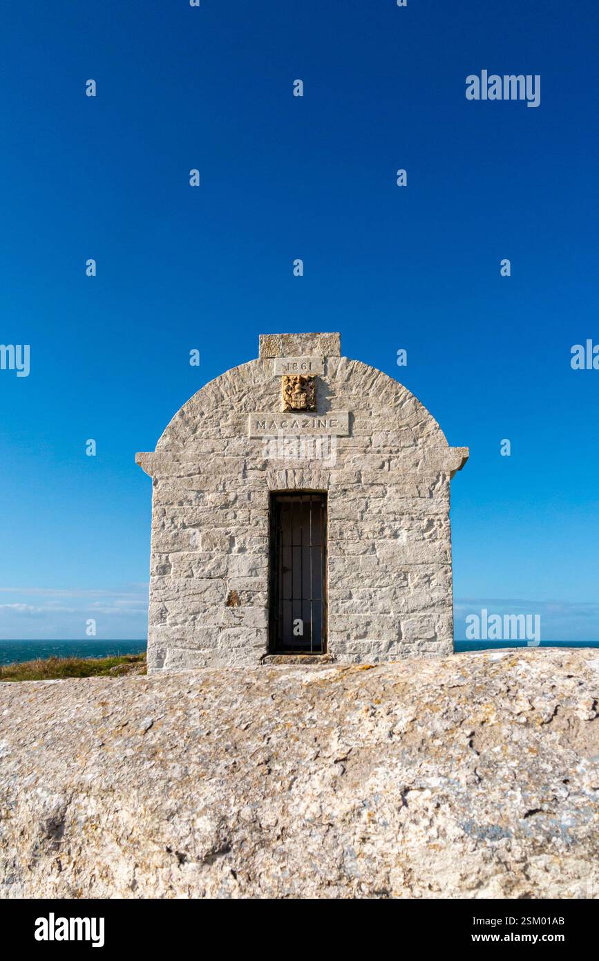 Buildings at the redundant fog warning station at North Stack on the ...