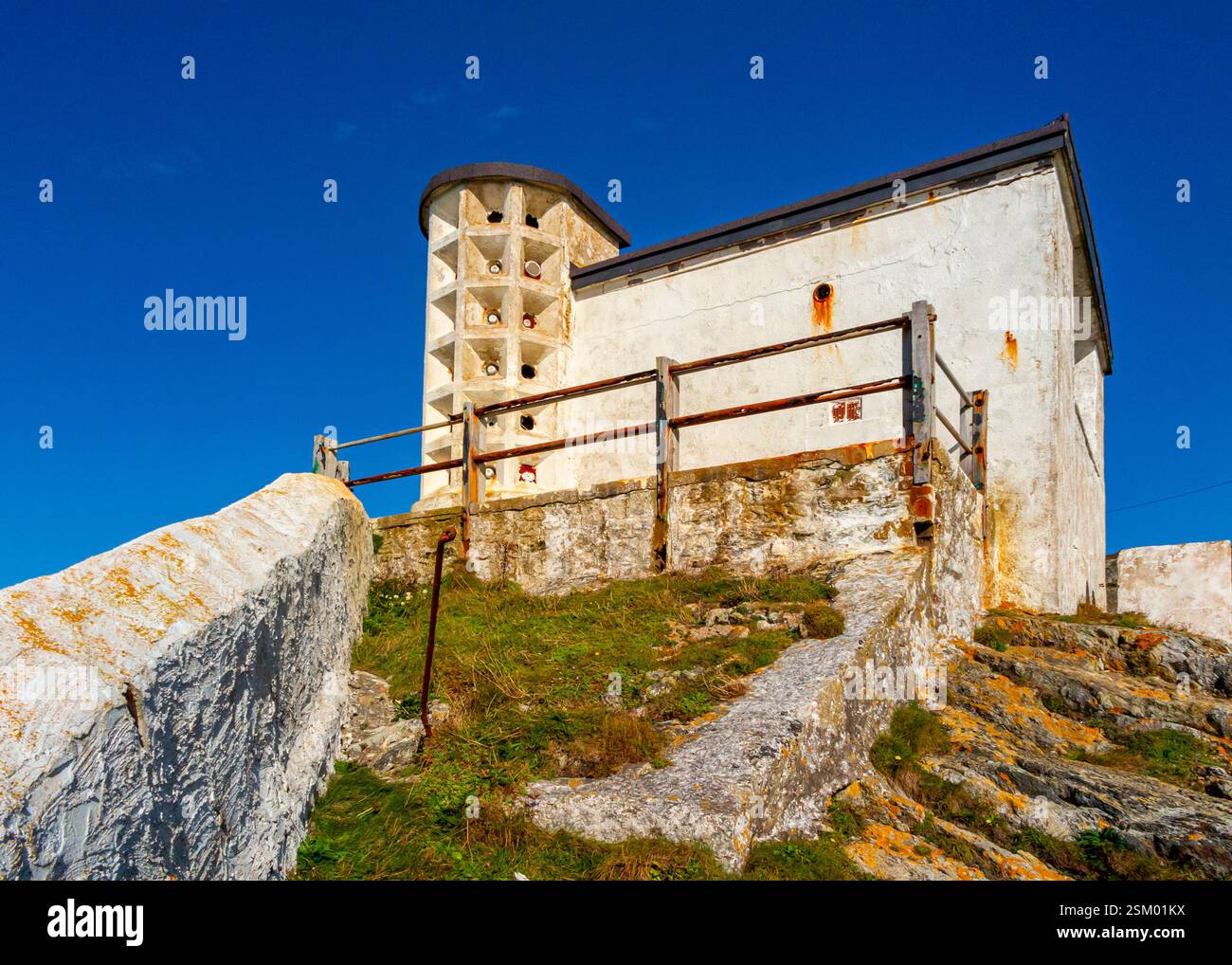 Buildings at the redundant fog warning station at North Stack on the ...