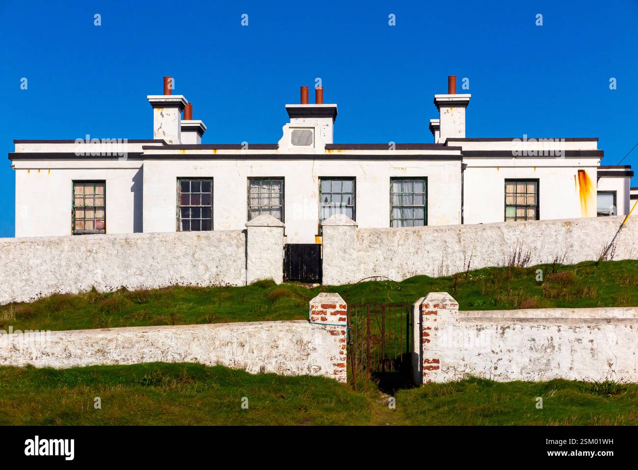 Buildings at the redundant fog warning station at North Stack on the ...