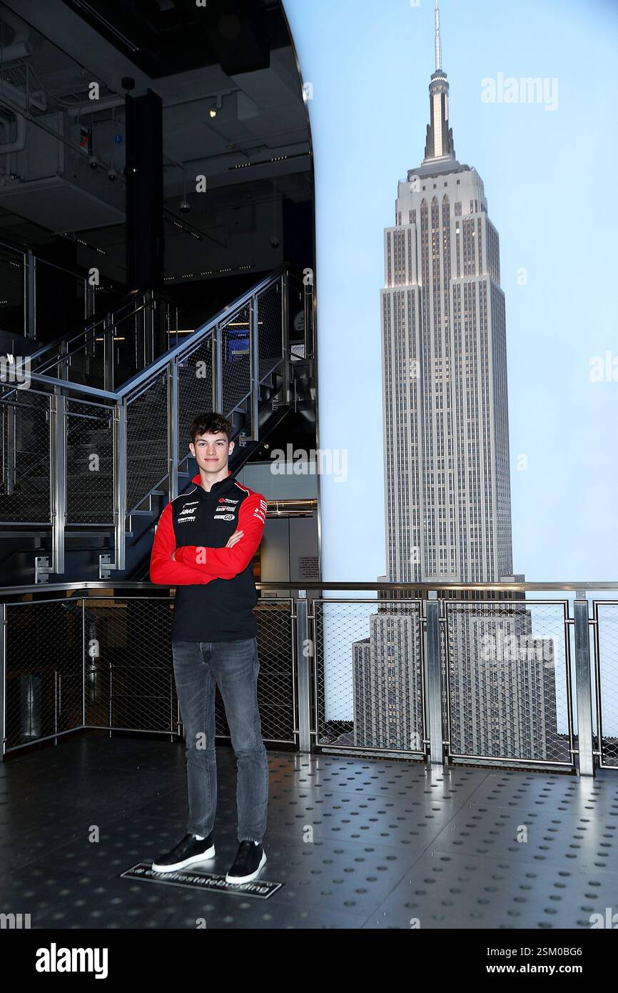 New York, NY, USA. 12 February, 2025. Ollie Bearman at the Ollie Bearman and Esteban Ocon ...