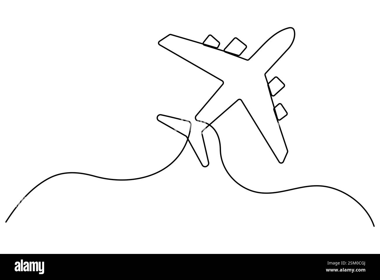 Continuous line drawing of Airplane vector with transparent background ...