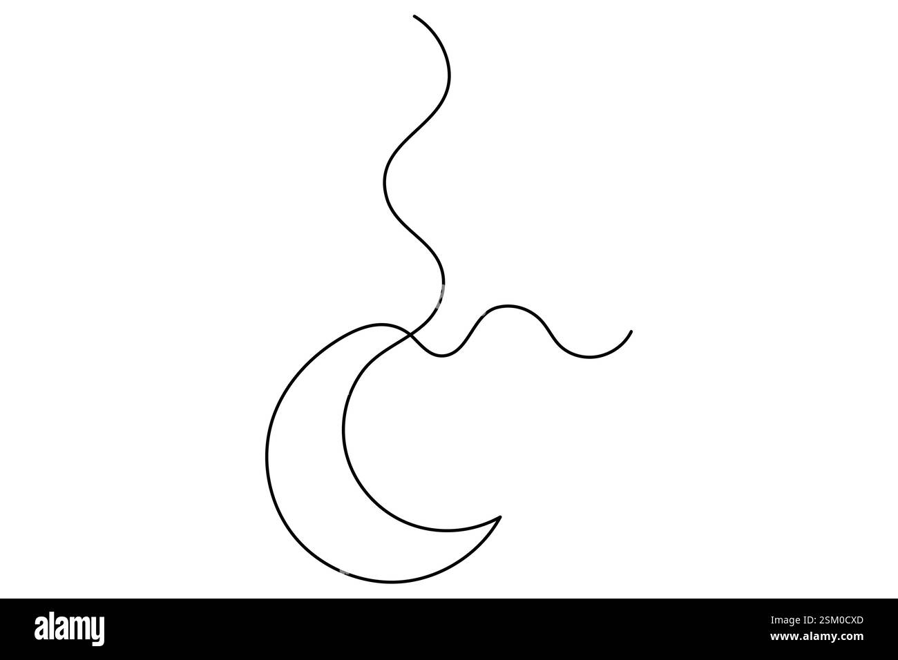Crescent moon continuous single line drawing art of isolated outline ...