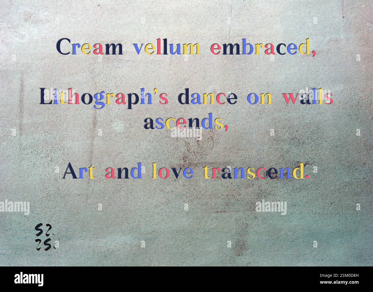 Cream vellum embraced, Lithograph's dance on walls ascends, Art and ...