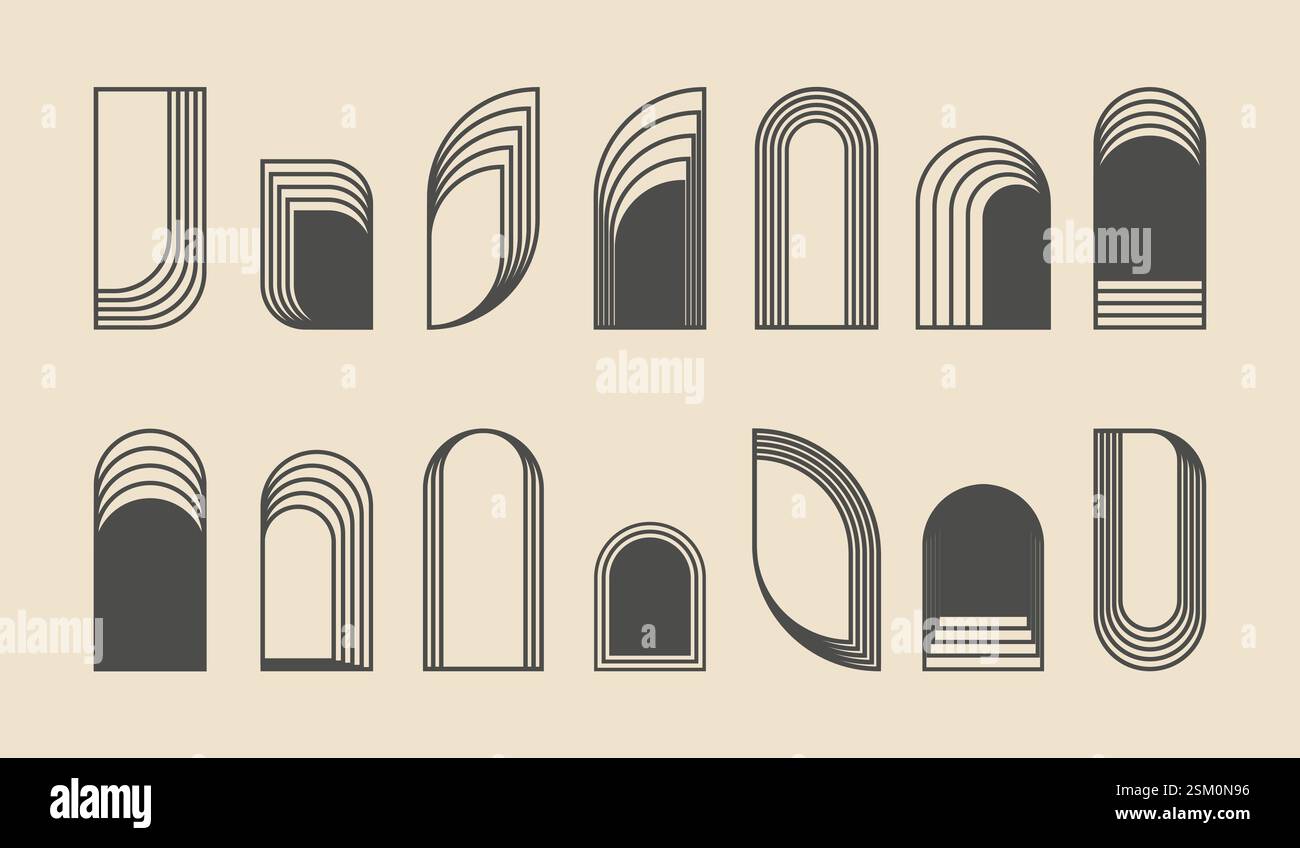 Minimalist decorative aesthetic arch frame, vector linear design ...