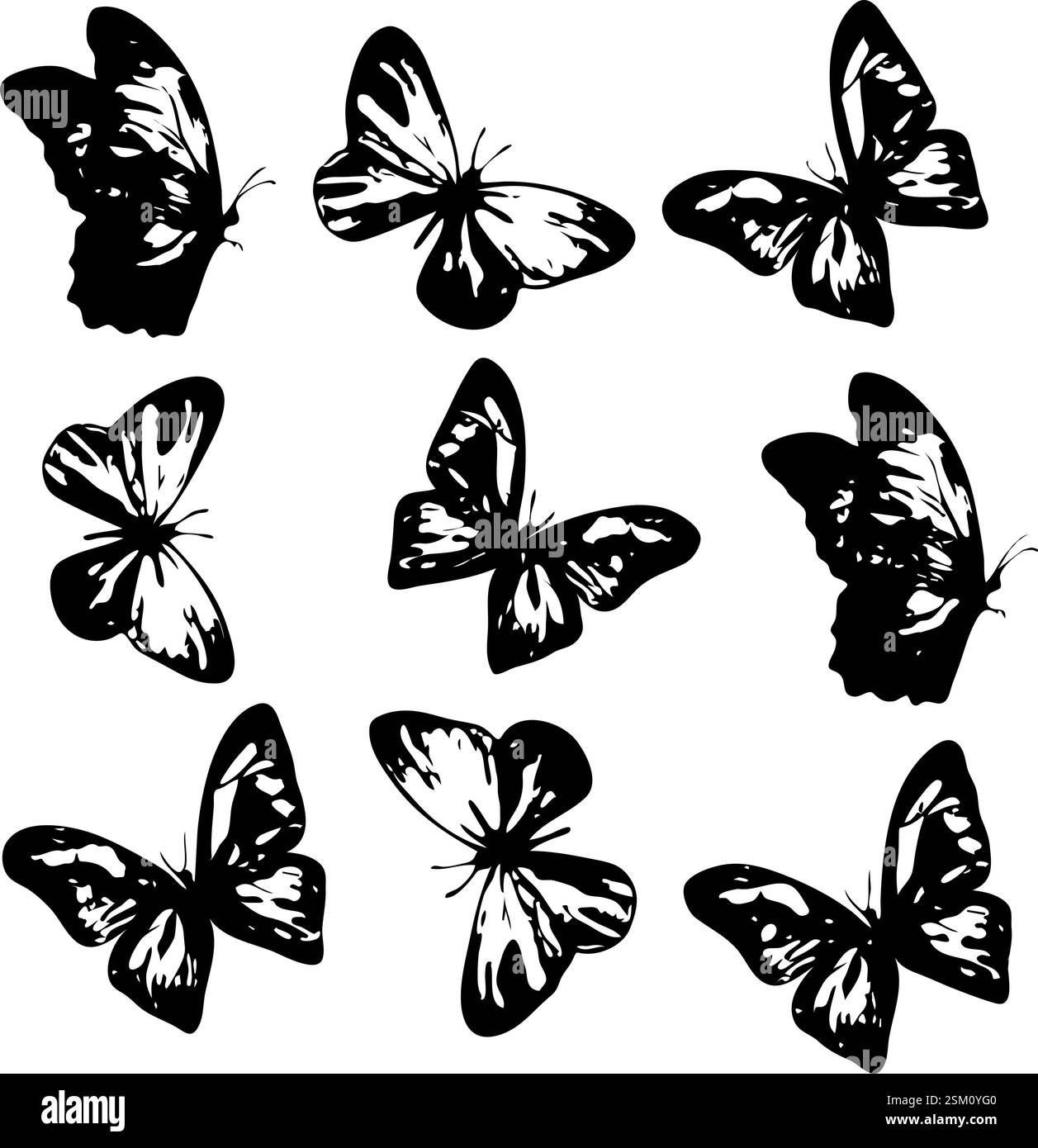 Set of black vector butterflies Stock Vector Image & Art - Alamy