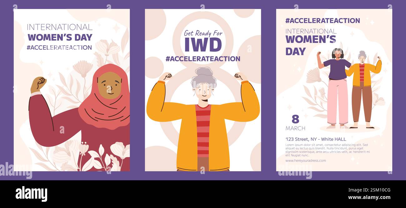 IWD 2025 Illustration of Diverse Women Celebrating International Women's Day with Accelerate ...