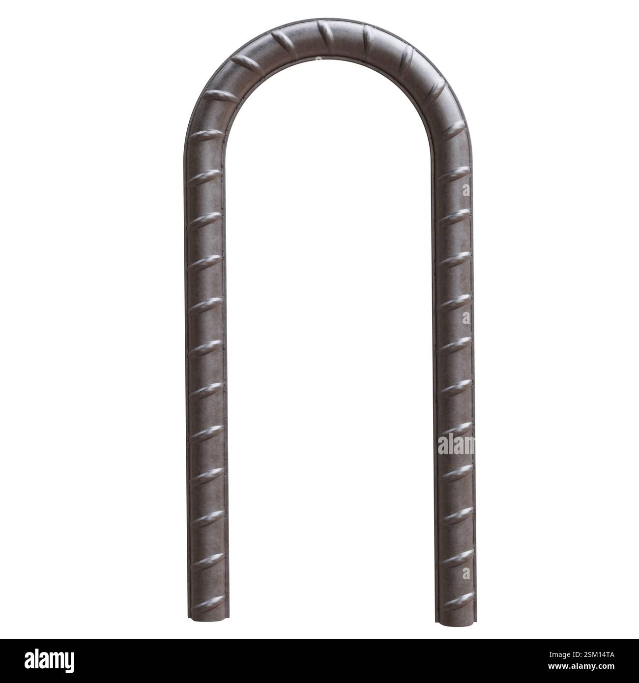 Reinforcement steel bar with curve. Building armature isolated on white ...