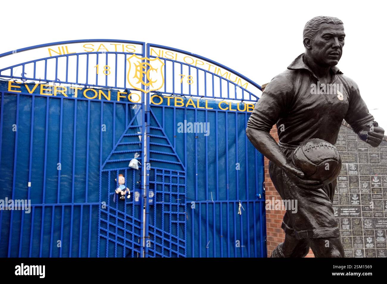 A statue of former player Dixie Dean outside the stadium ahead of the ...