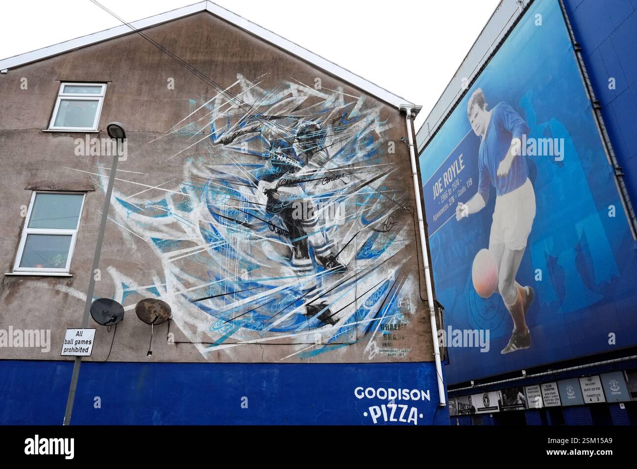 A general view of a mural of former player Graeme Sharp (left) and Joe ...