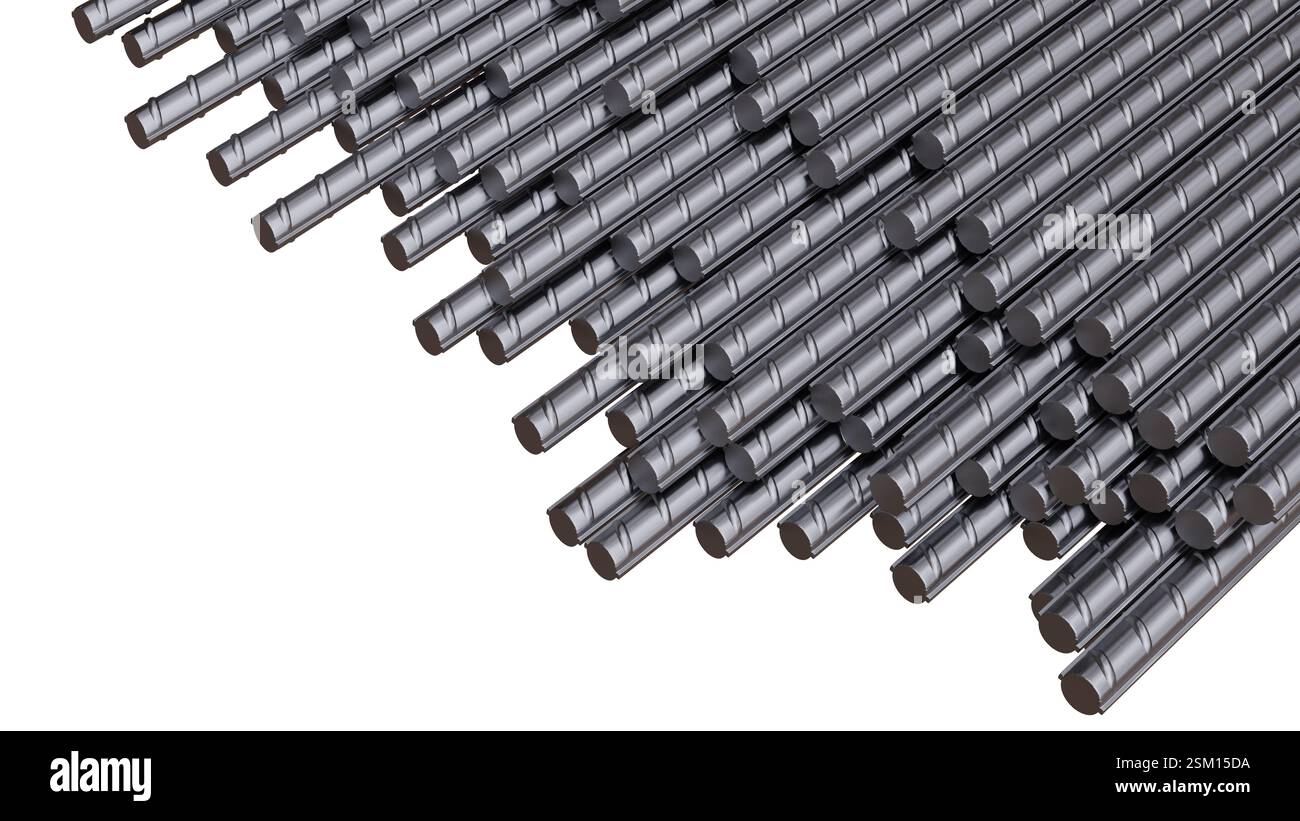 Reinforcement steel bars. Building armature isolated on white, 3d ...