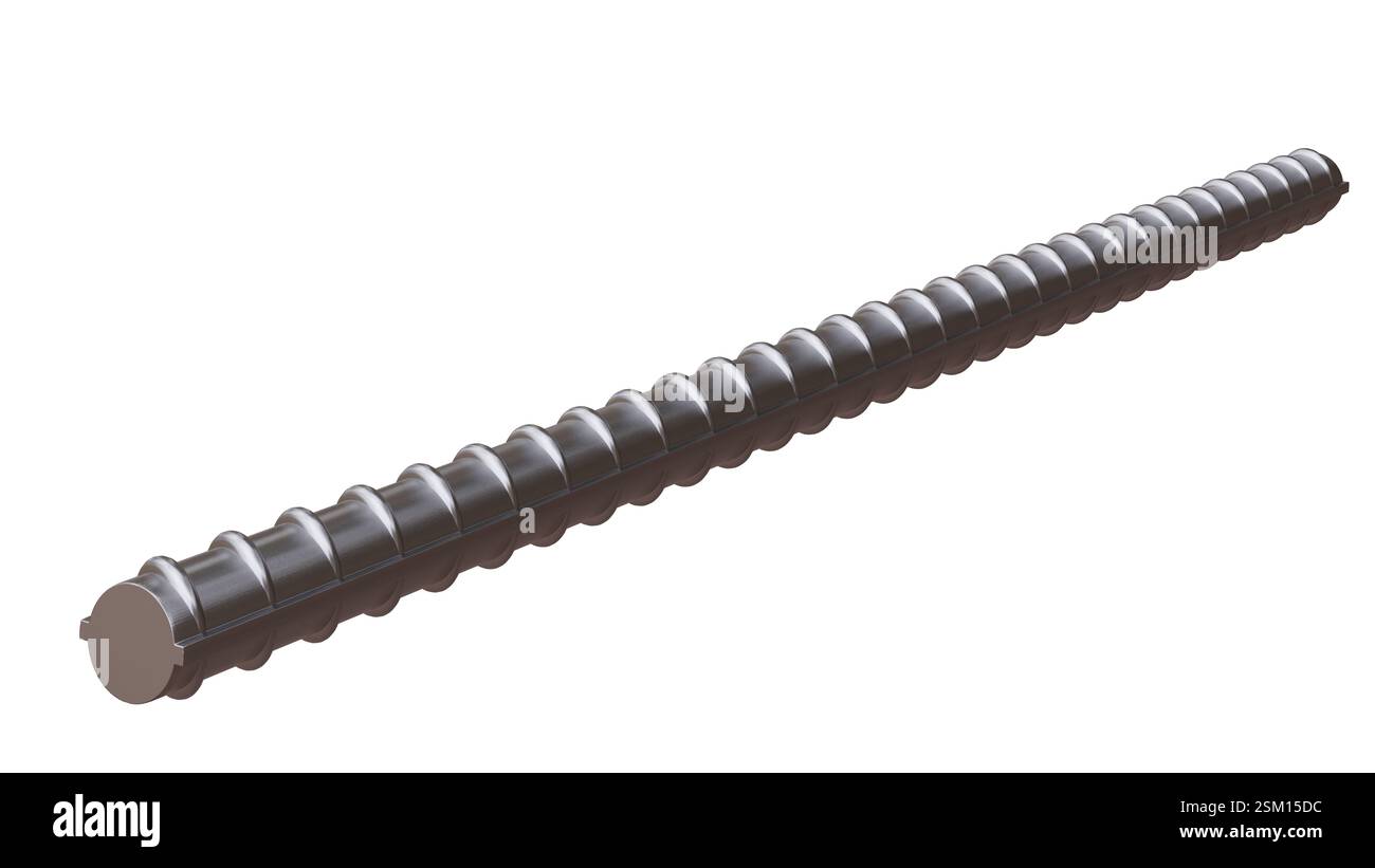 Reinforcement steel bar. Building armature isolated on white. 3d render ...