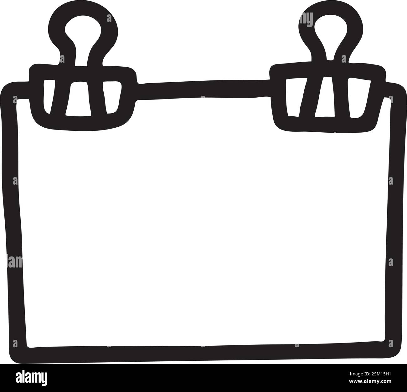 Doodle Paper with Binder Clips icon hand drawn with black line in ...