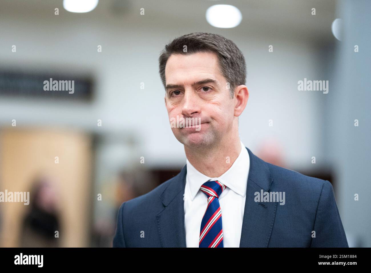UNITED STATES - FEBRUARY 12: Sen. Tom Cotton, R-Ark., walks through the ...