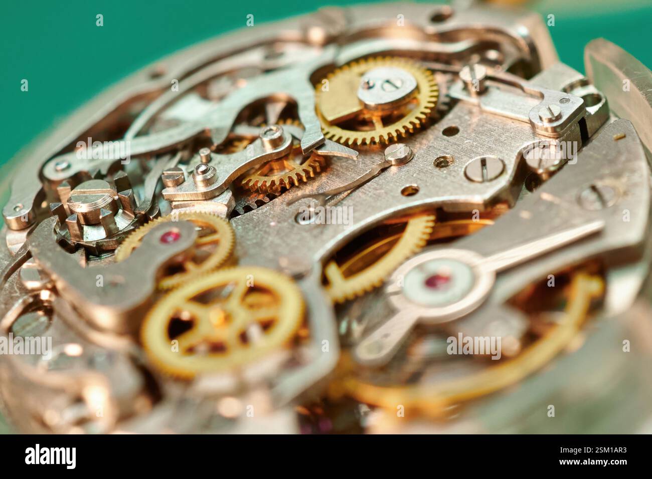 Intricate beauty of a wristwatch mechanism showcased through macro lens ...