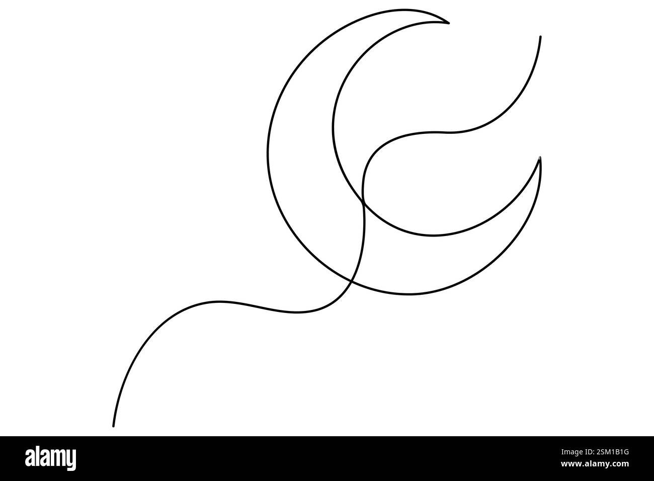 Crescent moon continuous single line drawing art of isolated outline ...