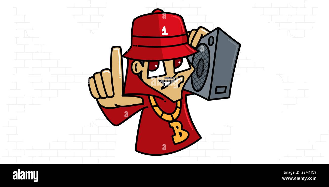 Cool Cartoon Old School Graffity Style Hip Hop Character Design Of B ...