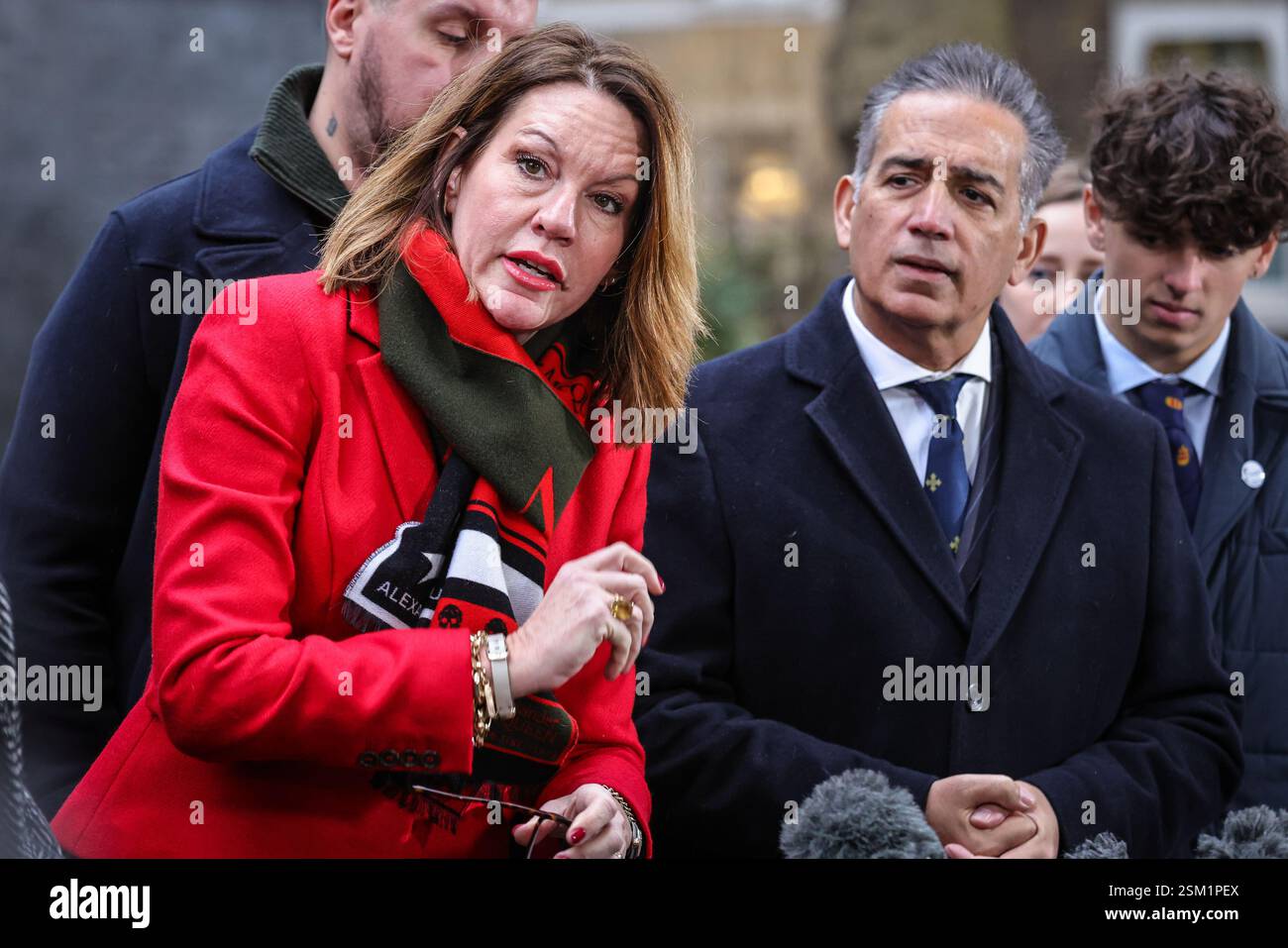 London, UK. 12th Feb 2025. Emma Webber speaks to press, Dr. Sanjoy ...