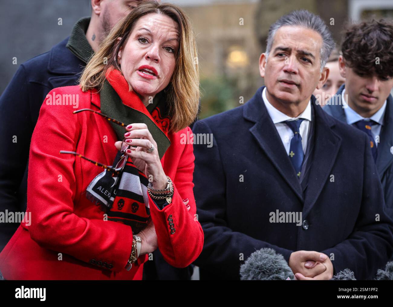 London, UK. 12th Feb 2025. Emma Webber speaks to press, Dr. Sanjoy ...